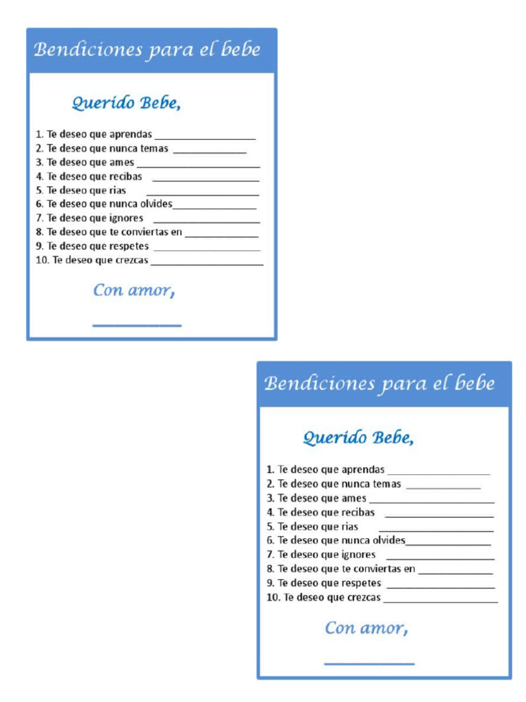 Bendiciones para El Bebe 20 Copias | PDF