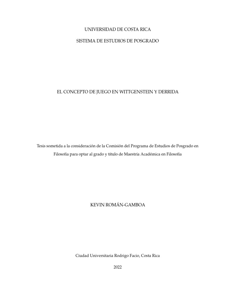 El Concepto de Juego en Wittgenstein y Derrida | PDF | Gottlob Frege ...