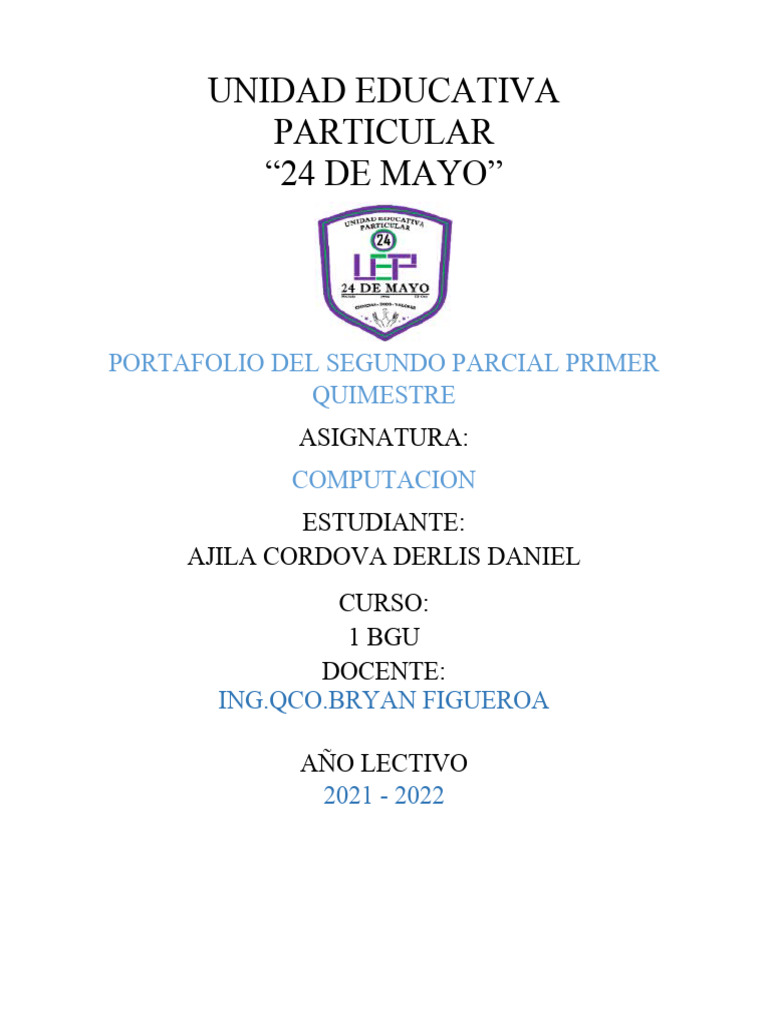Portafolio de Computacion Segundo Parcial 1 Quimestre | PDF
