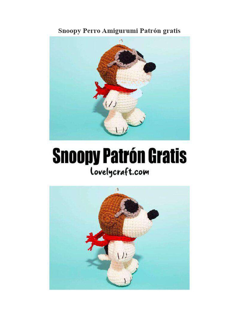 Patrón Gratis de Snoopy Amigurumi | PDF | Amigurumi | Tejer