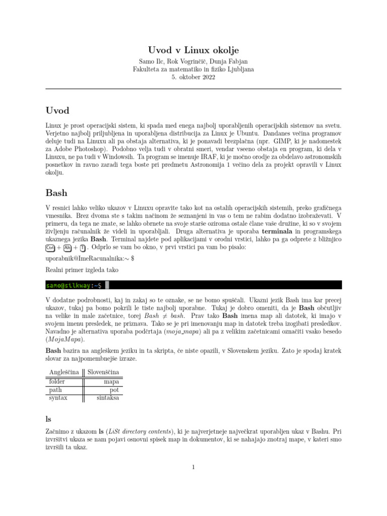 Uvod V Linux Okolje: CTRL Alt T | PDF