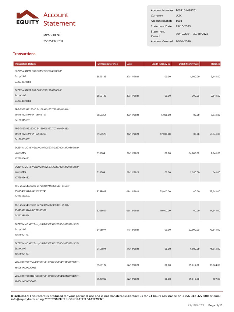 Bank Statement 3 | PDF | Debits And Credits | Credit Card