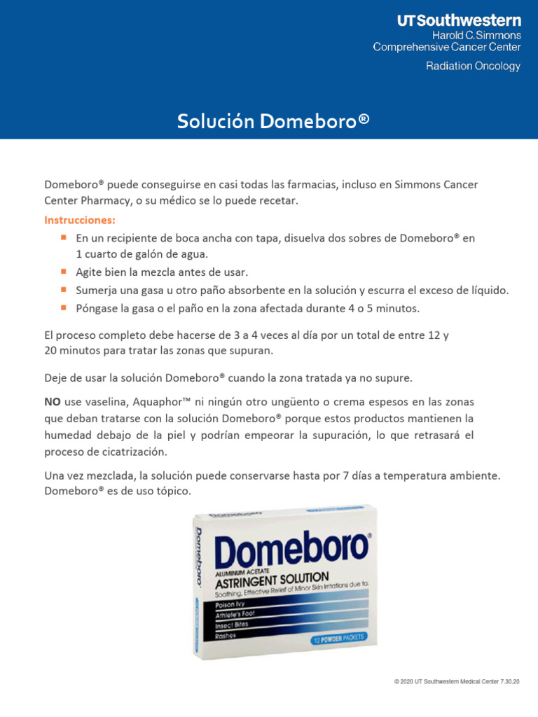Instrucciones para usar Domeboro® | PDF