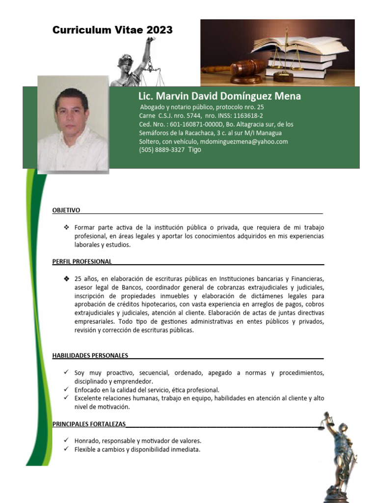 Curriculum Vitae - Marvin Dominguez - Agosto - 23. | PDF | Justicia | Crimen y violencia