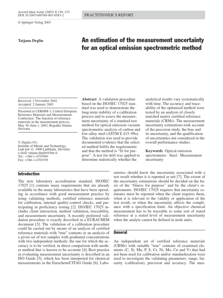 An Estimation of The Measurement Uncertainty | PDF | Accuracy And Precision | Calibration