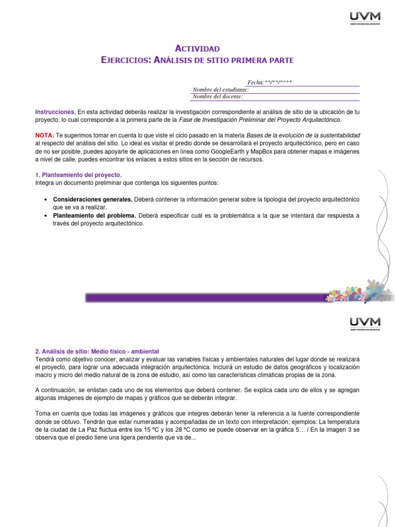 U1 - Actividad 2 Ejercicios para Analisis de Sitio | PDF