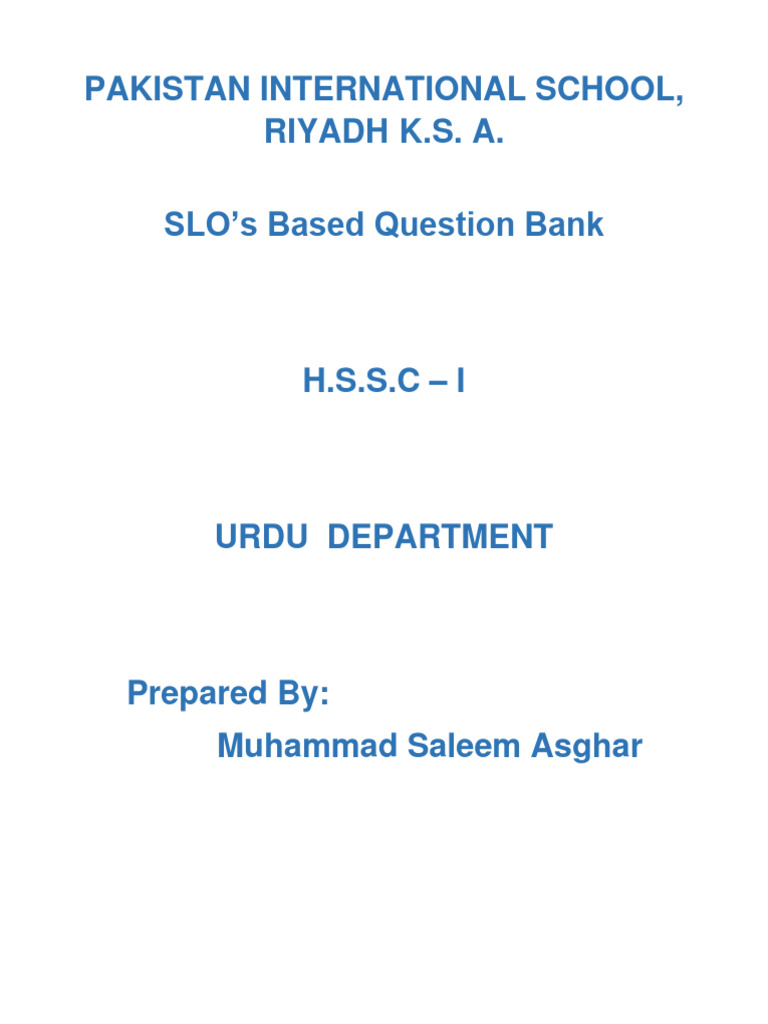Slo's Based Question Ur XI | PDF