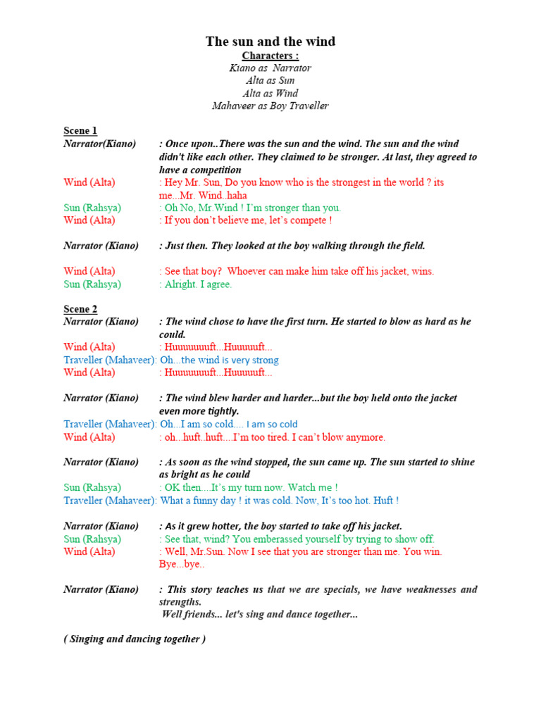 The Sun and The Wind Script Newest 2 | PDF
