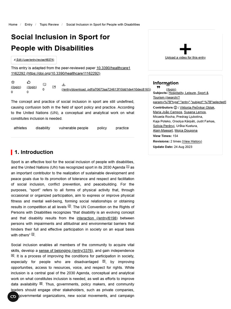 Social Inclusion in Sport for People with Disabilities _ Encyclopedia ...