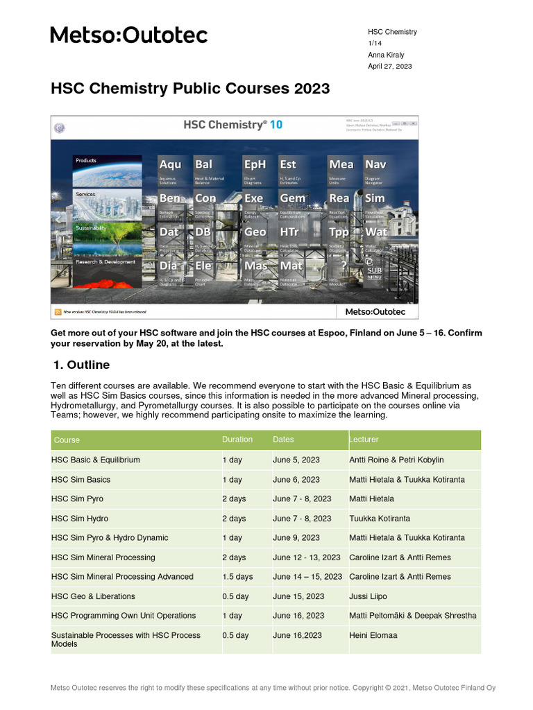 HSC Chemistry Training Espoo 2023 | PDF | Life Cycle Assessment ...