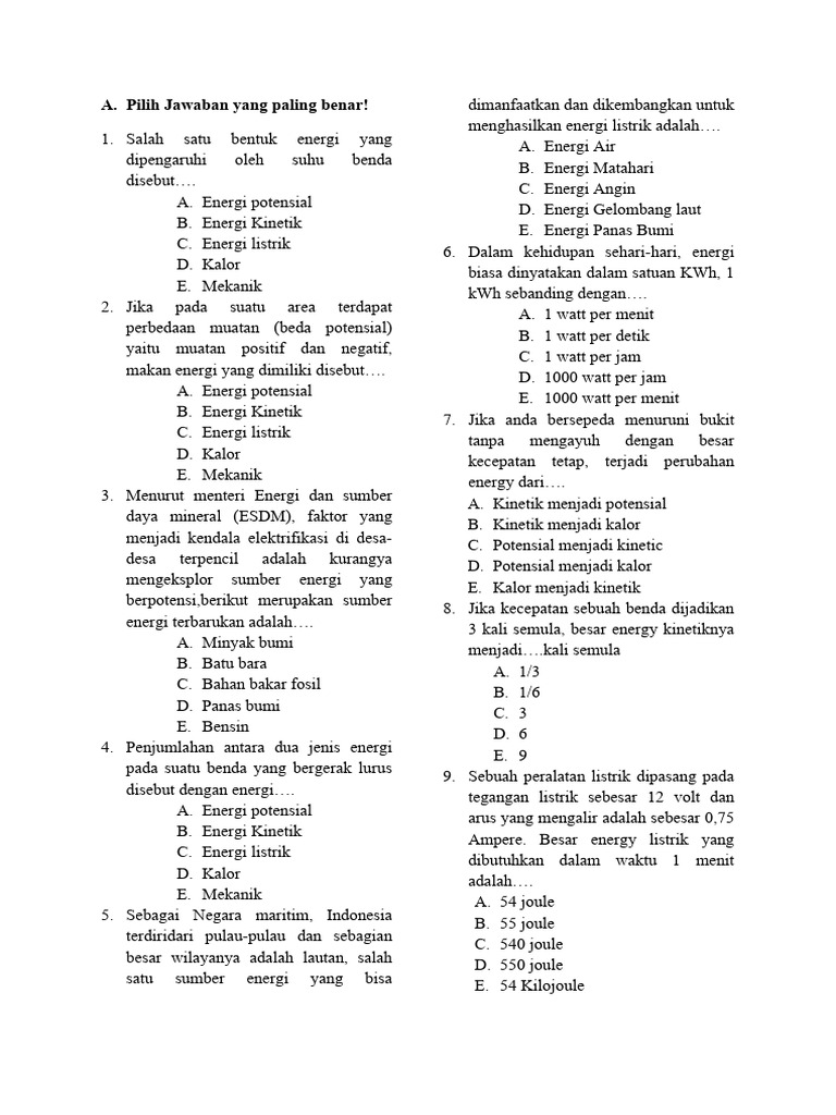 Soal Pts Fisika Kelas X 2023 | PDF