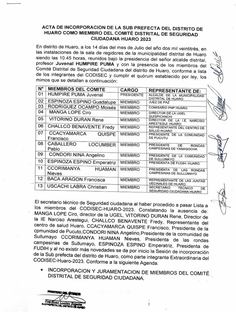 Últimas Actas CODISEC | PDF