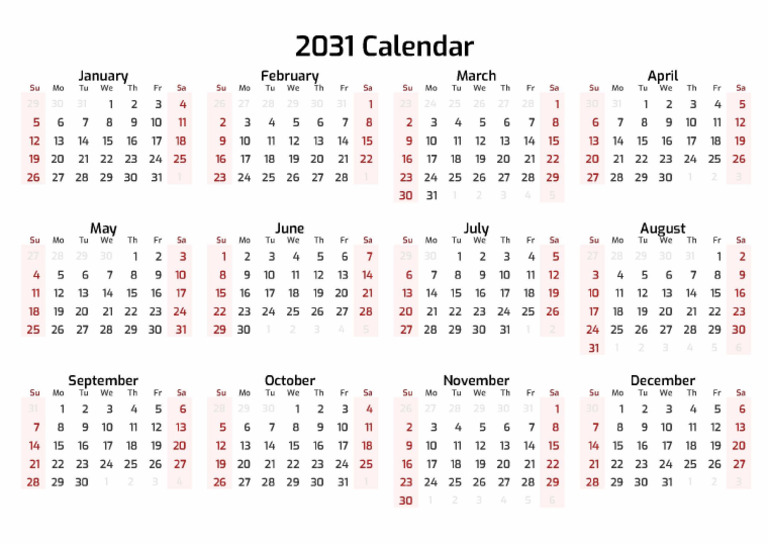2031 Calendar | PDF