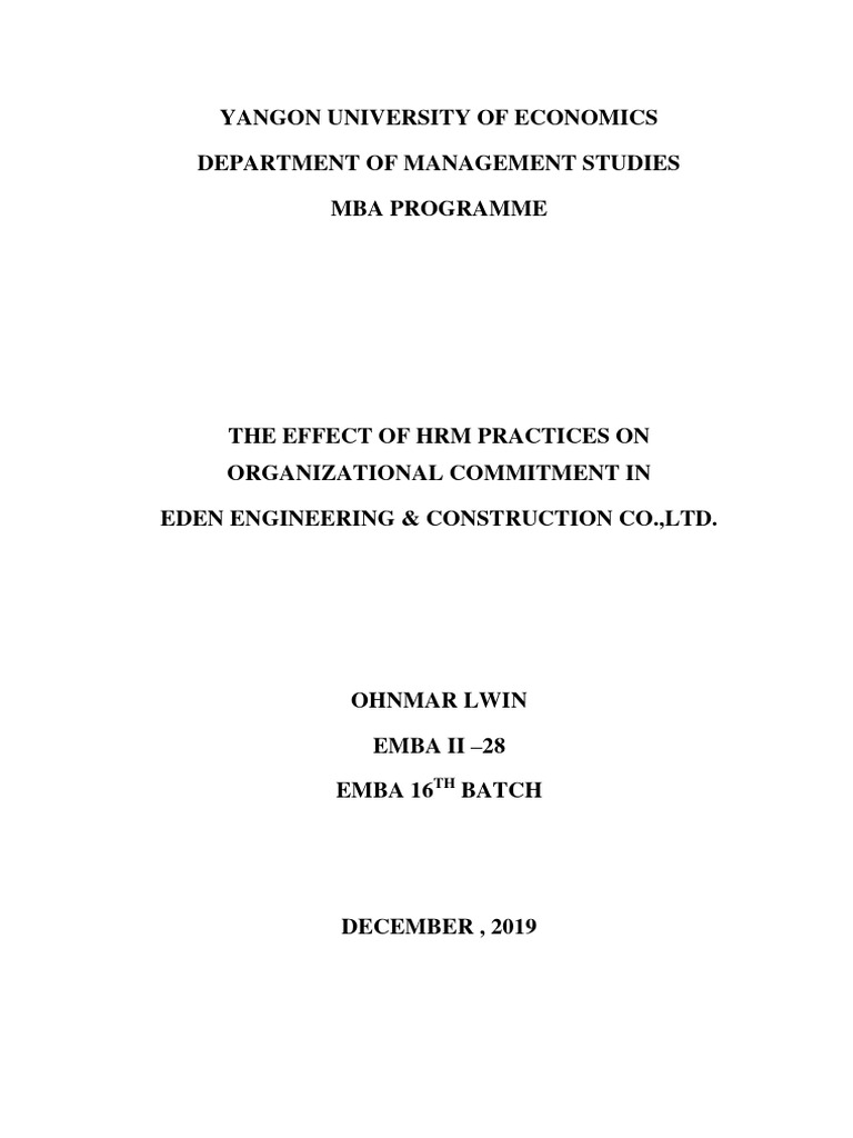 Ohnmar Lwin (EMBA - 28) | PDF | Human Resource Management | Employment