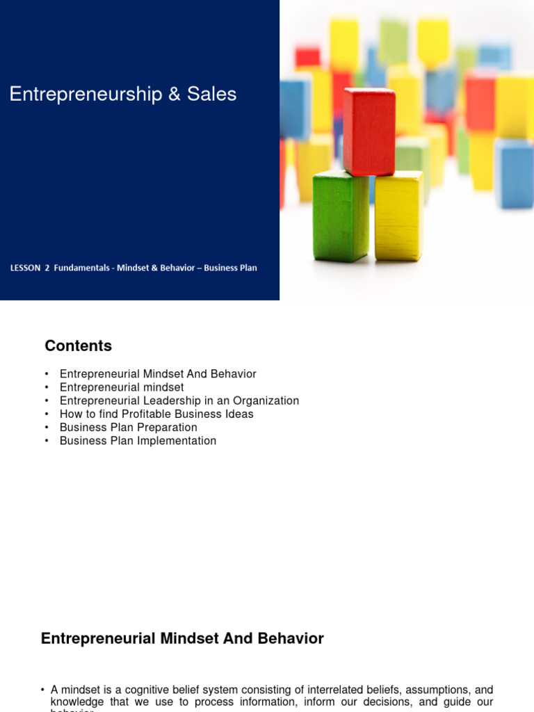 L2 Fundamentals - Mindset & Behavior - Business Plan | PDF | Leadership ...