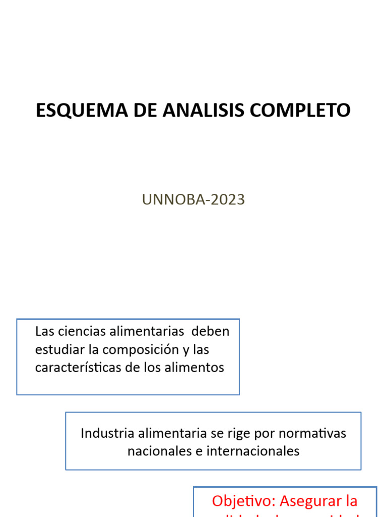 Teorico1 Esquema Analisis Completo | PDF | Alimentos | Química analítica