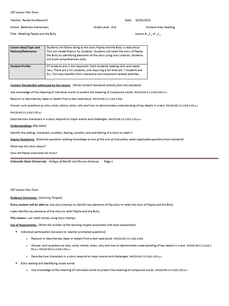 Pepita and The Bully-Reading-10 25 | PDF