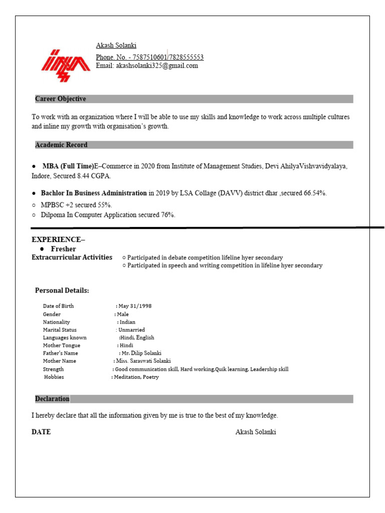 Akash Updated CV | PDF | Career & Growth | Self-Improvement