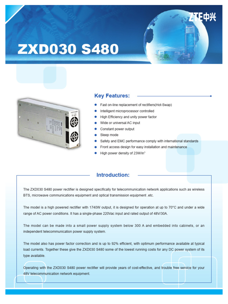 ZXD030 S480 Product Introduction_EN | PDF