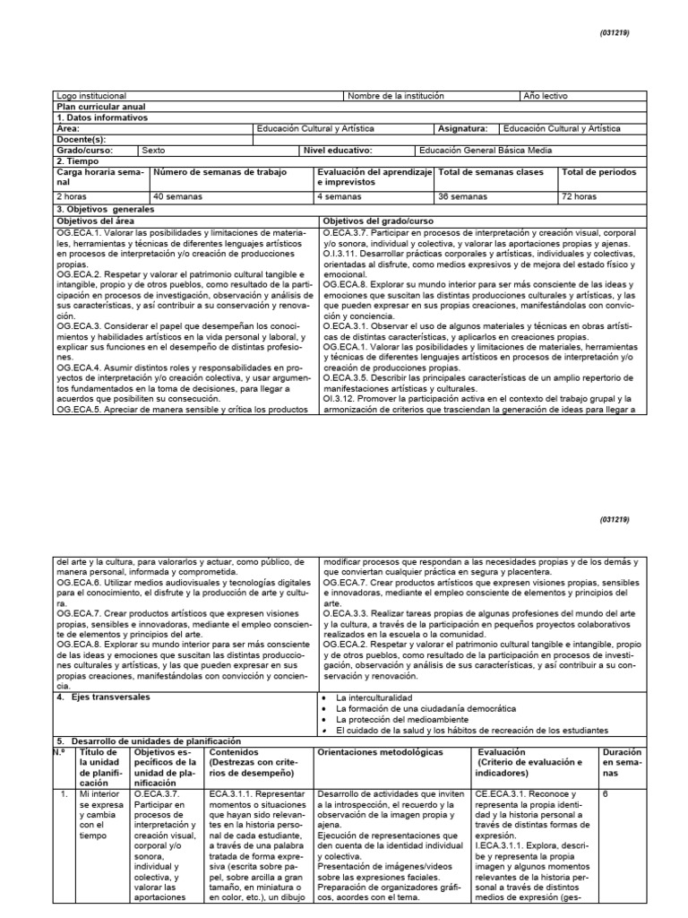 ECA 6 EGB PCA-PUD 6U Plus | PDF | Las emociones | Aprendizaje