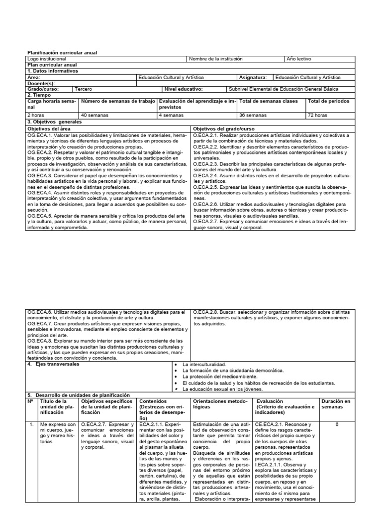 Eca 3 Egb Pca-Pud 6u | PDF | Evaluación | Las emociones
