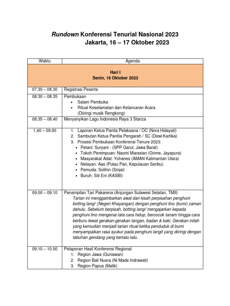 Rundown Konferensi Tenurial Nasional 2023 - (15.10.23) | PDF | Ilmu ...