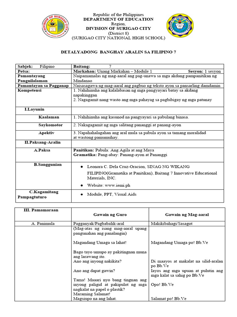 Detalyadong Banghay Aralin | PDF