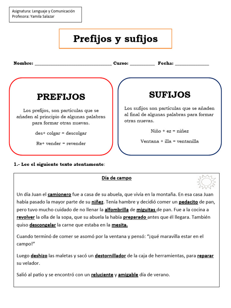 Guia Prefijos y Sufijos 1 | PDF