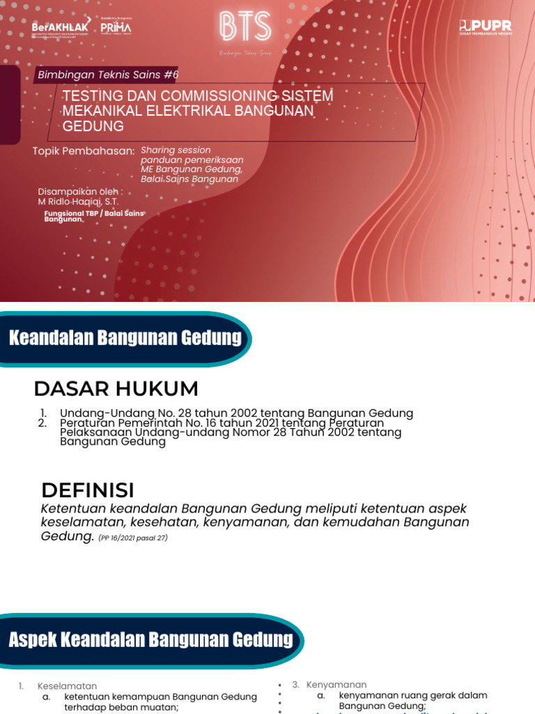 Materi 2 - BTS6-Sharing Knowledge Pedoman Teknis Pemeriksaan Mekanikal Elektrikal | PDF ...