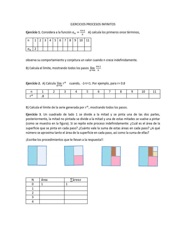 Ejercicios sobre Procesos Infinitos | PDF | Teoría de los números ...