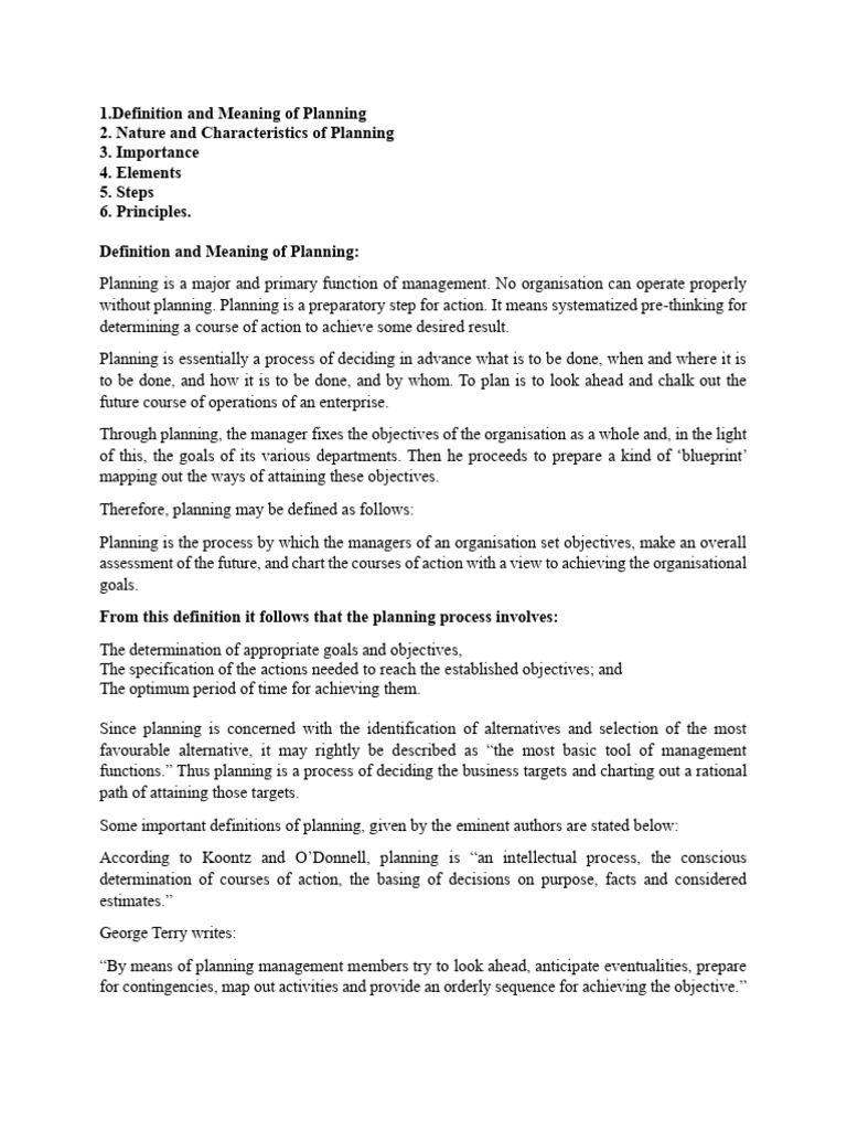 What Is Planning, Characteristics of Planning | PDF What Is Planning, Characteristics of Planning | PDF