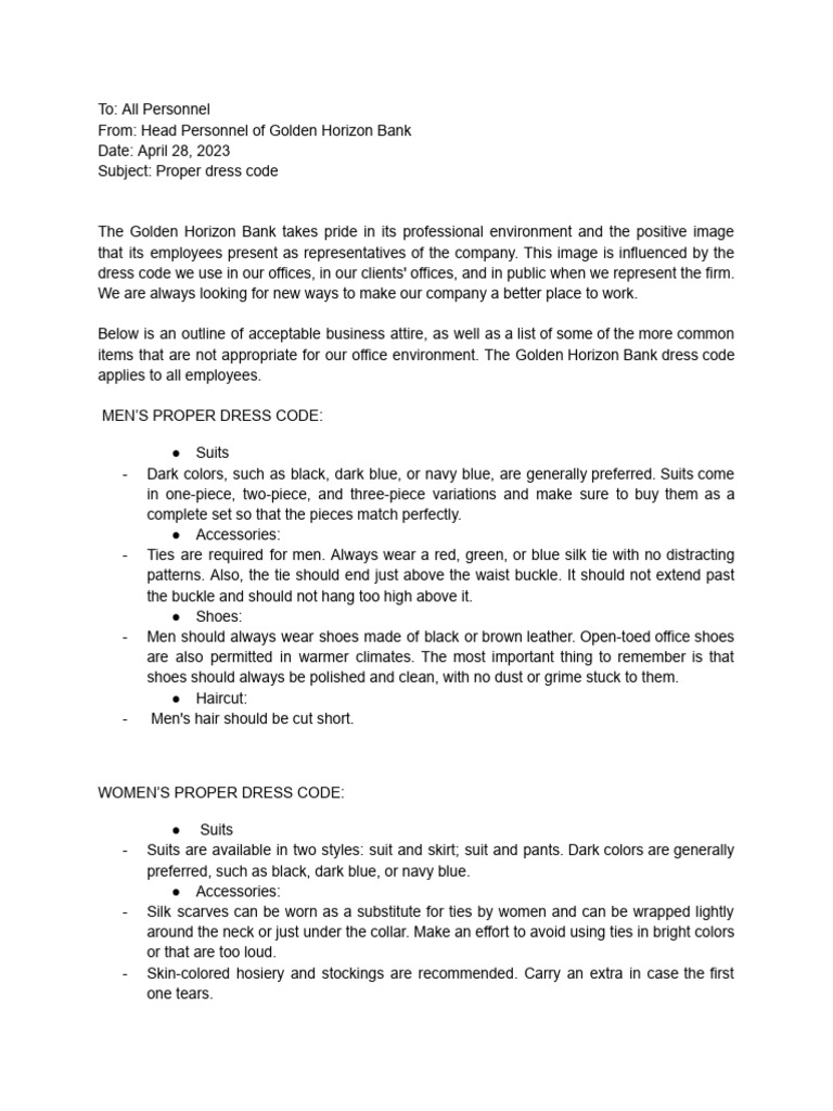 Rws Memo 2 | PDF | Dress | Necktie