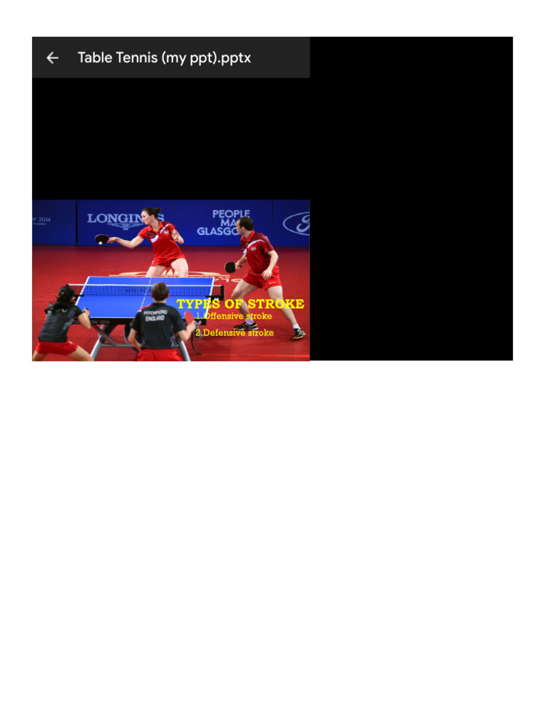 Table Tennis (My PPT) .PPTX - Google Slides | PDF