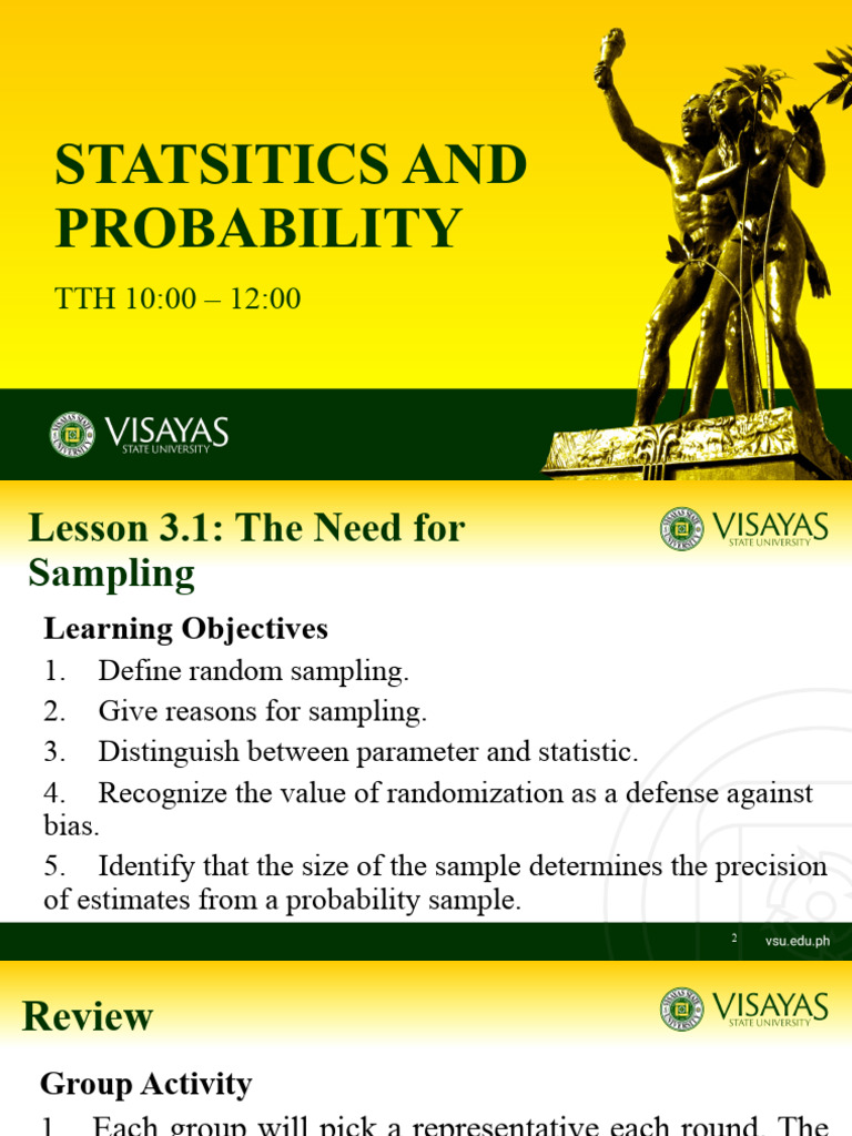 LESSON 3.1 Statisitcs and Probability | PDF | Sampling (Statistics ...