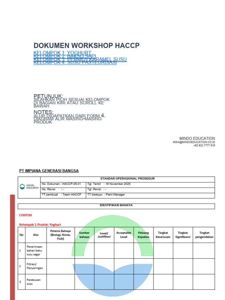 Workshop-Form 5. Latihan Haccp-05 Identifikasi Bahaya | PDF