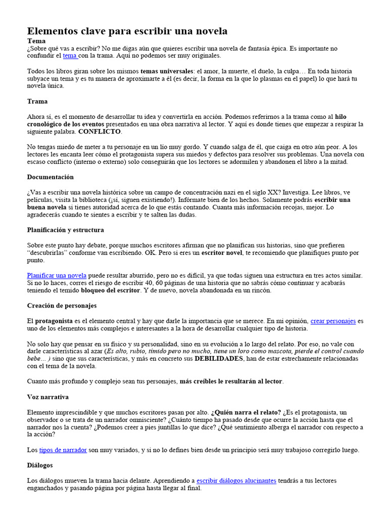 Guía para Escribir una Novela | PDF | Novelas | Escritores