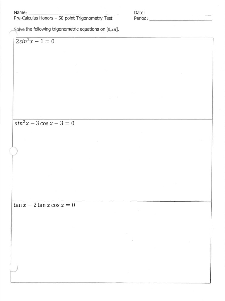 50 Point Trigonometry Practice Test 1 | PDF