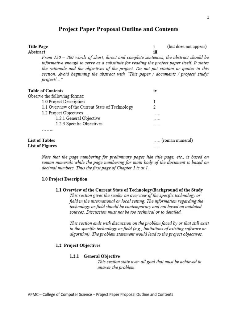 Project Paper Proposal Outline and Contents | PDF | Computer Science ...