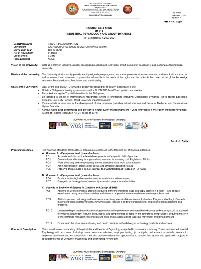 BSMX Im 311 Industrial Psychology and Group Dynamics Ay 2023 2024 | PDF ...