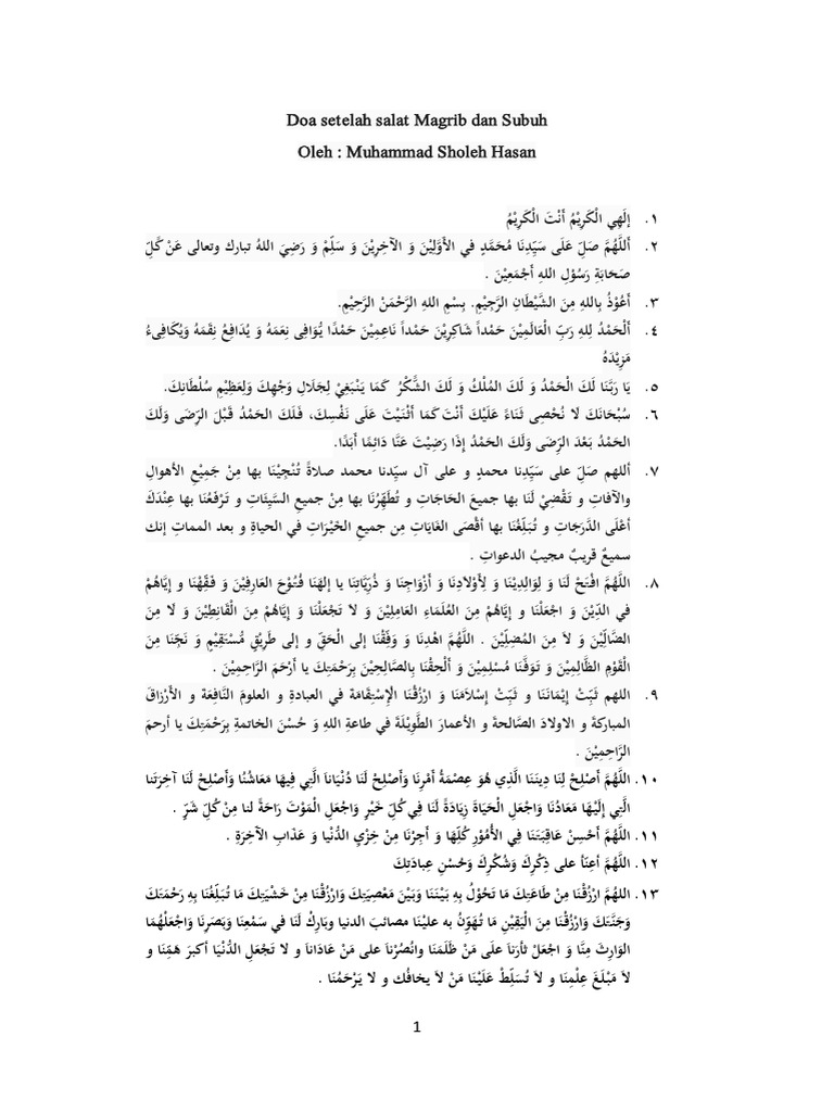 Doa Setelah Salat Magrib Dan Subuh | PDF