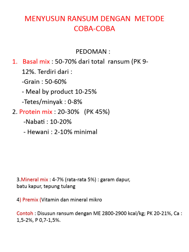 Menyusun Ransum Dengan Eksak | PDF