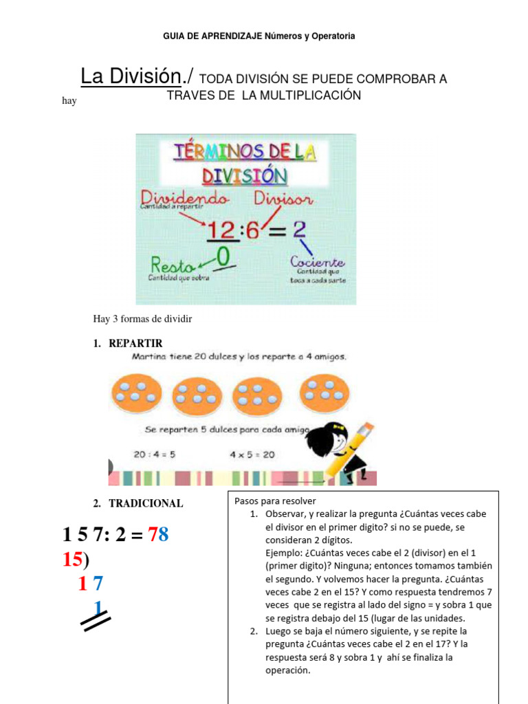 Matemática-divisiones Para El Curso | PDF | División (Matemáticas ...