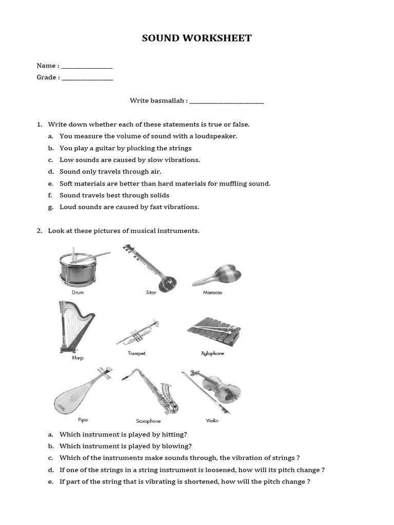 Sound Worksheet | PDF