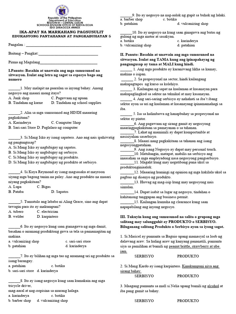 PT - Epp 5 - Q4 | PDF