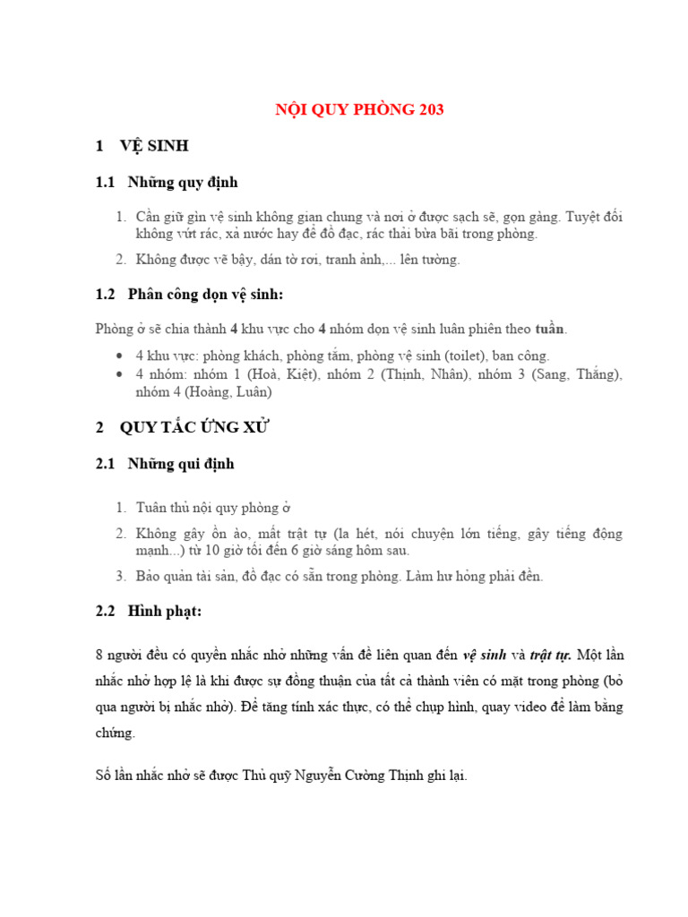 N I Quy Phòng 203 | PDF