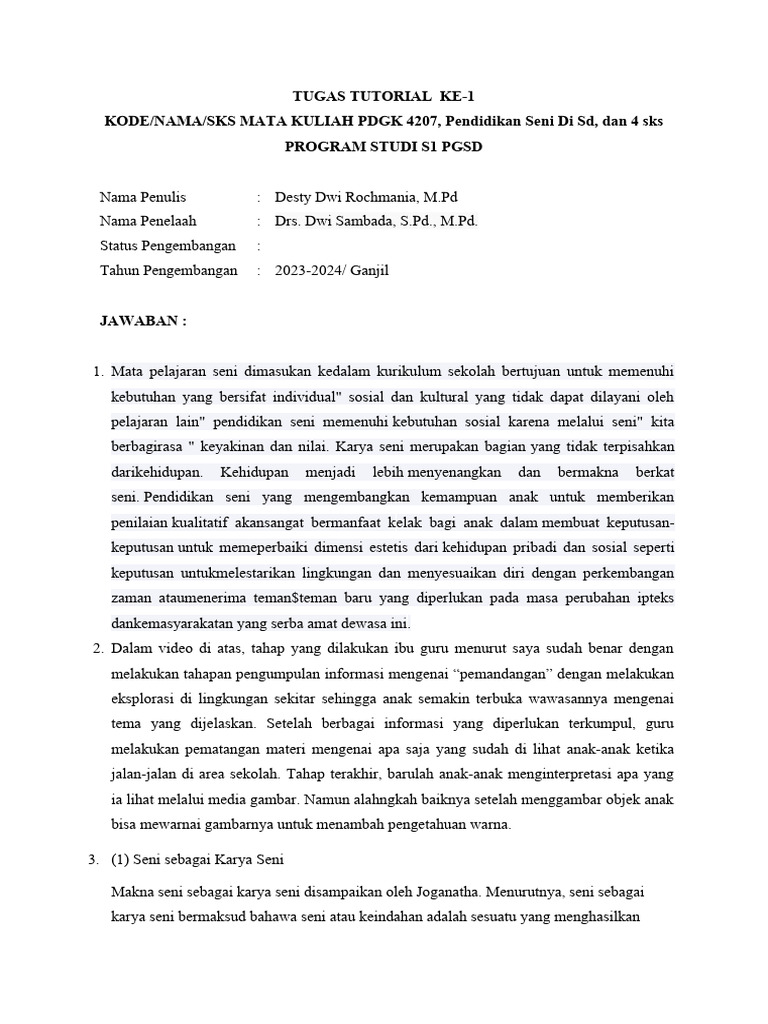 TT1 - Seni - Rizqu Utomo Hariawan - 858749865 | PDF