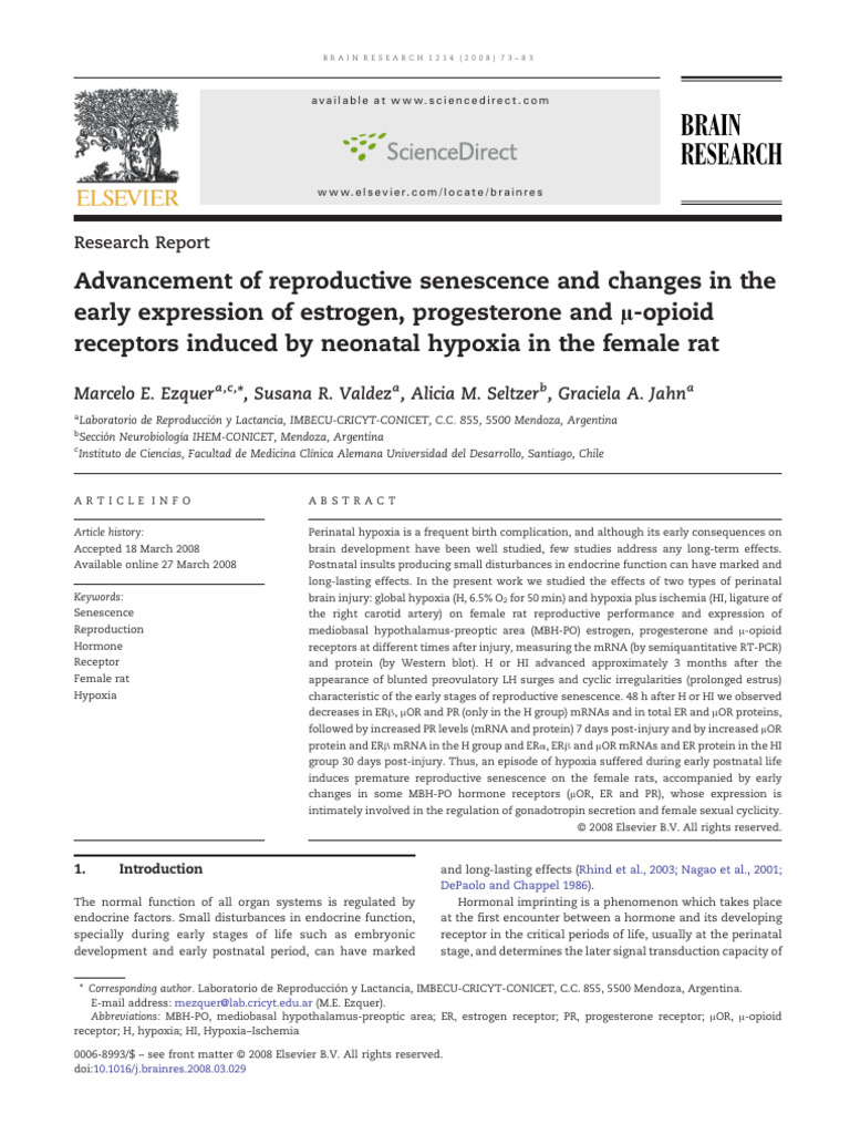 Advancement of Reproductive Senescence and Changes in The Early e 2008 ...