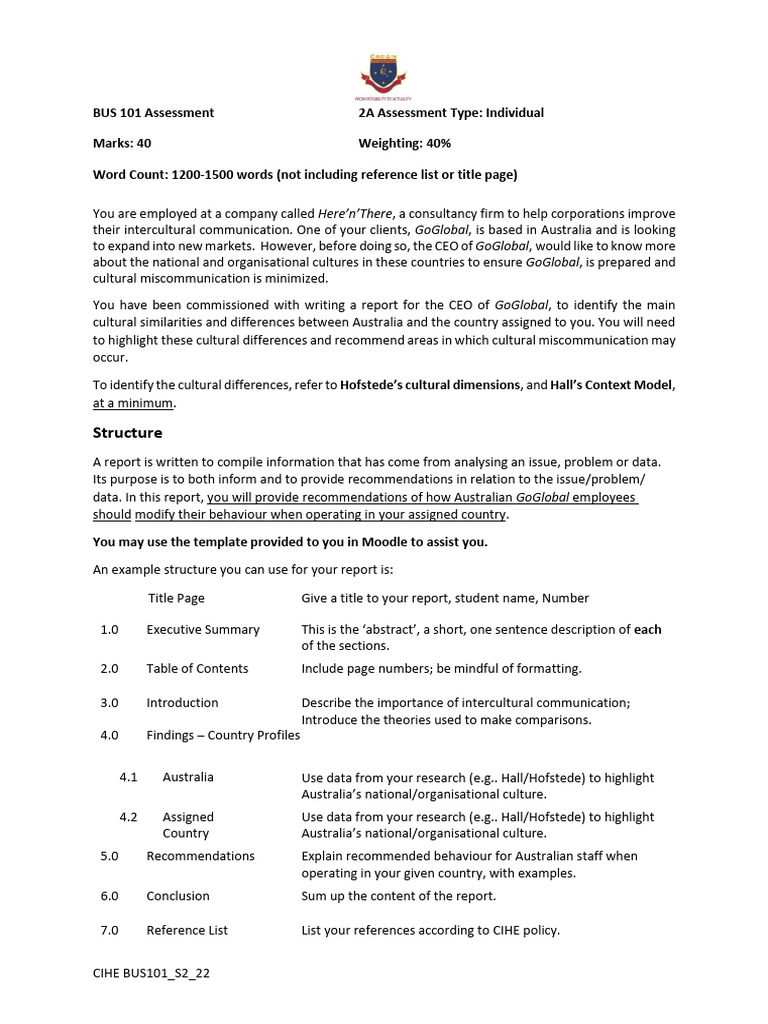 Assessment 2 - Instructions | PDF | Organizational Culture | Cross ... Assessment 2 - Instructions | PDF | Organizational Culture | Cross ...
