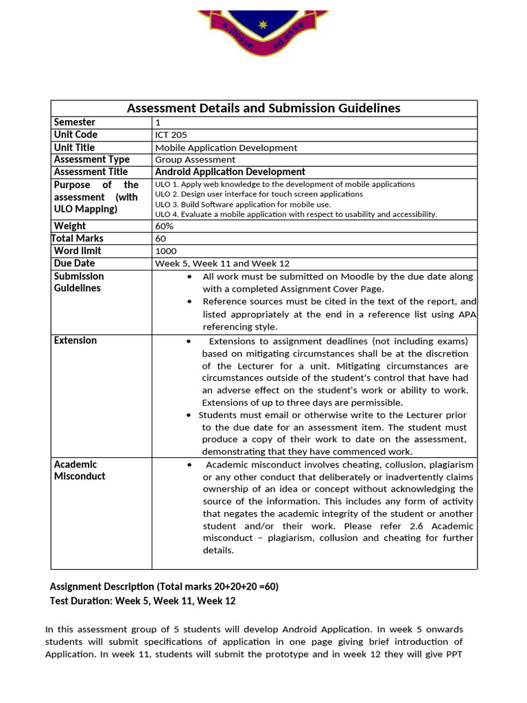 Group Assignment - Week 5,11,12 - ICT205 | PDF | Application Software | Mobile App