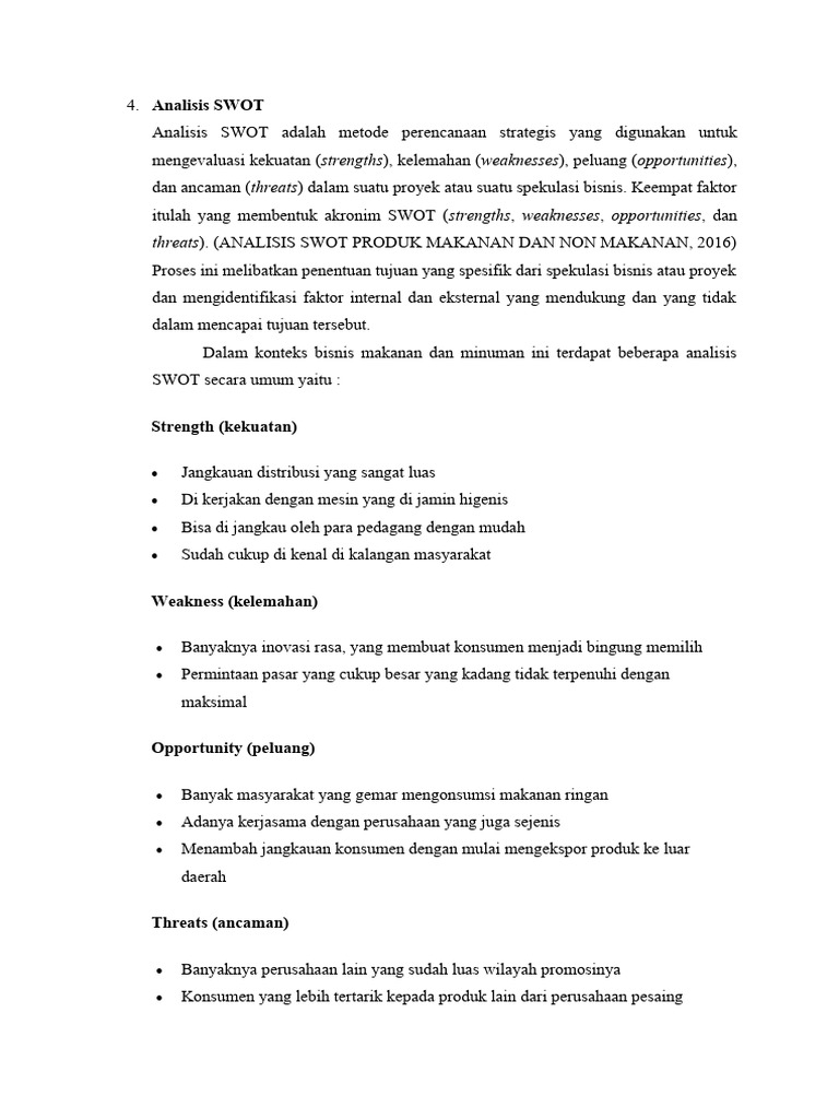 4. Analisis SWOT bisnis makanan dan minuman | PDF